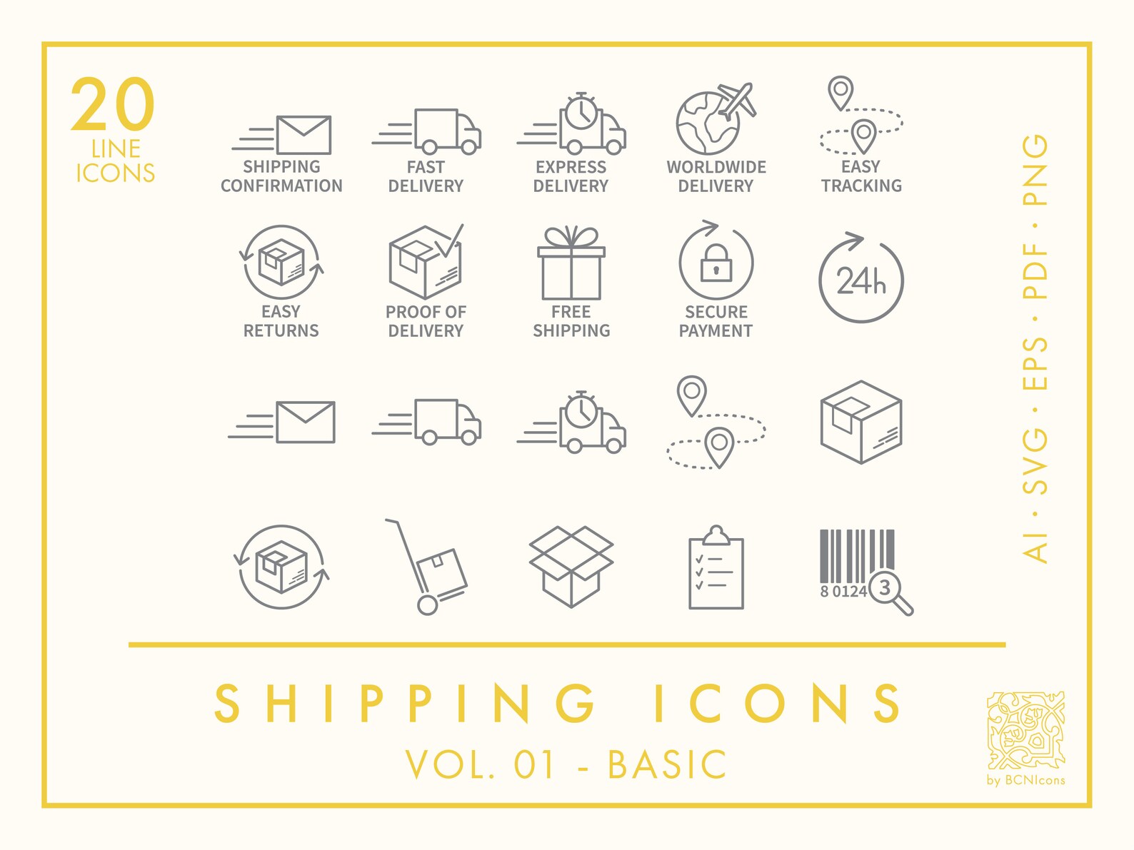 Shipping Symbols Vol. 01 Basic Outline Icon Set SVG - Etsy