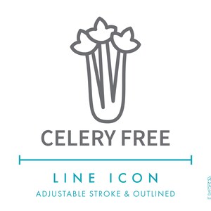 Celery Free Line Icon SVG, Minimalist Food Allergens Packaging Icon PNG ...