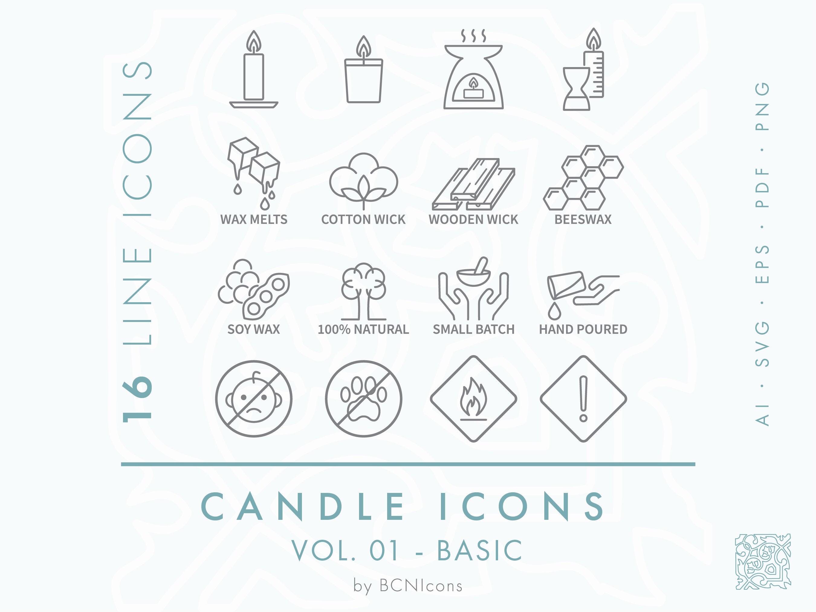 BASIC PACK: Candle Making Symbols Line Icons Pack Vol. 01 SVG - Etsy