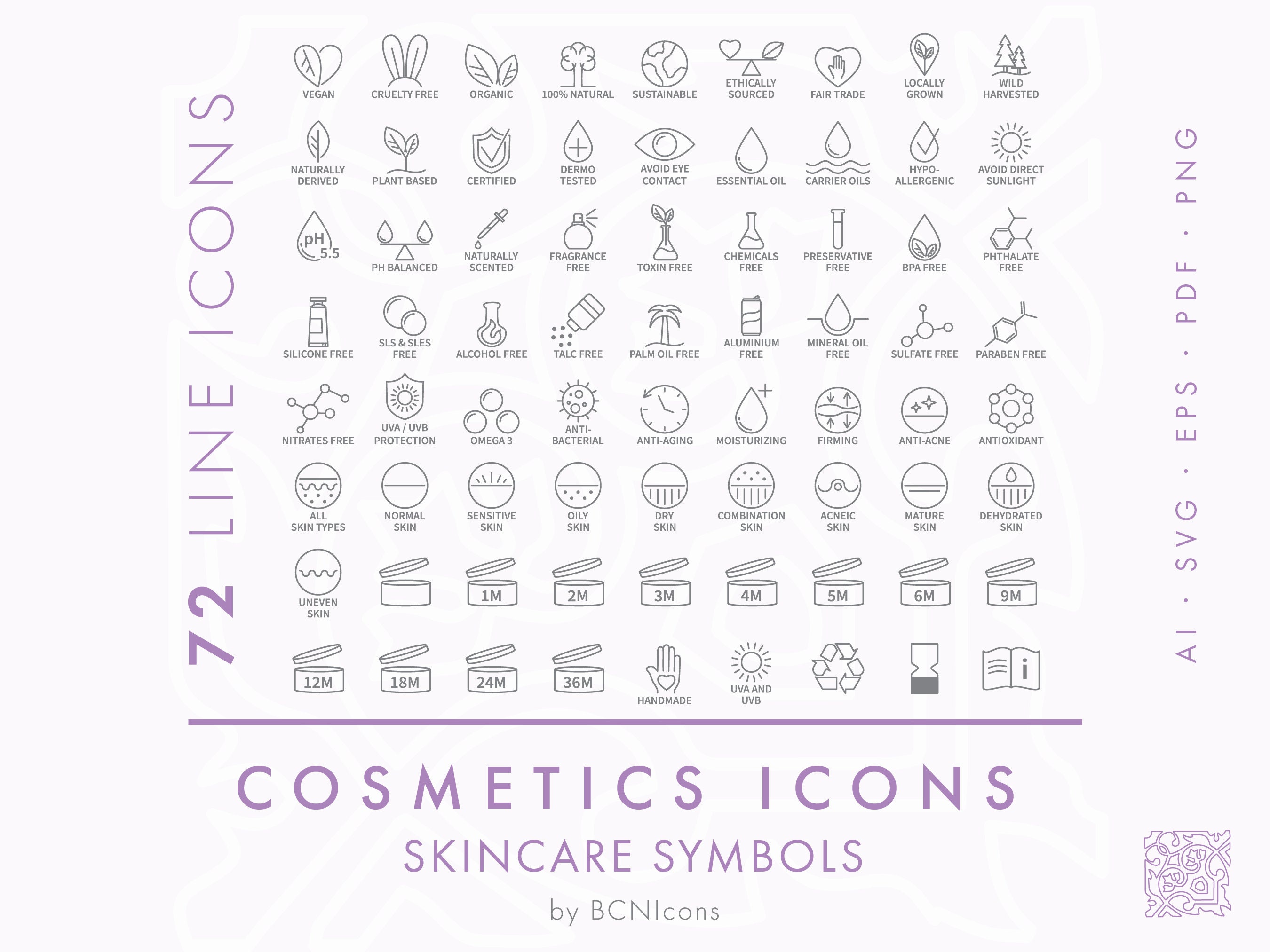 SKINCARE PACK: Beauty Product Line Icons Pack SVG Minimalist - Etsy