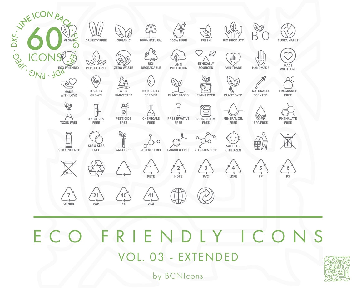 Eco Friendly Line Icons Pack Vol. 03 Extended SVG Minimalist - Etsy