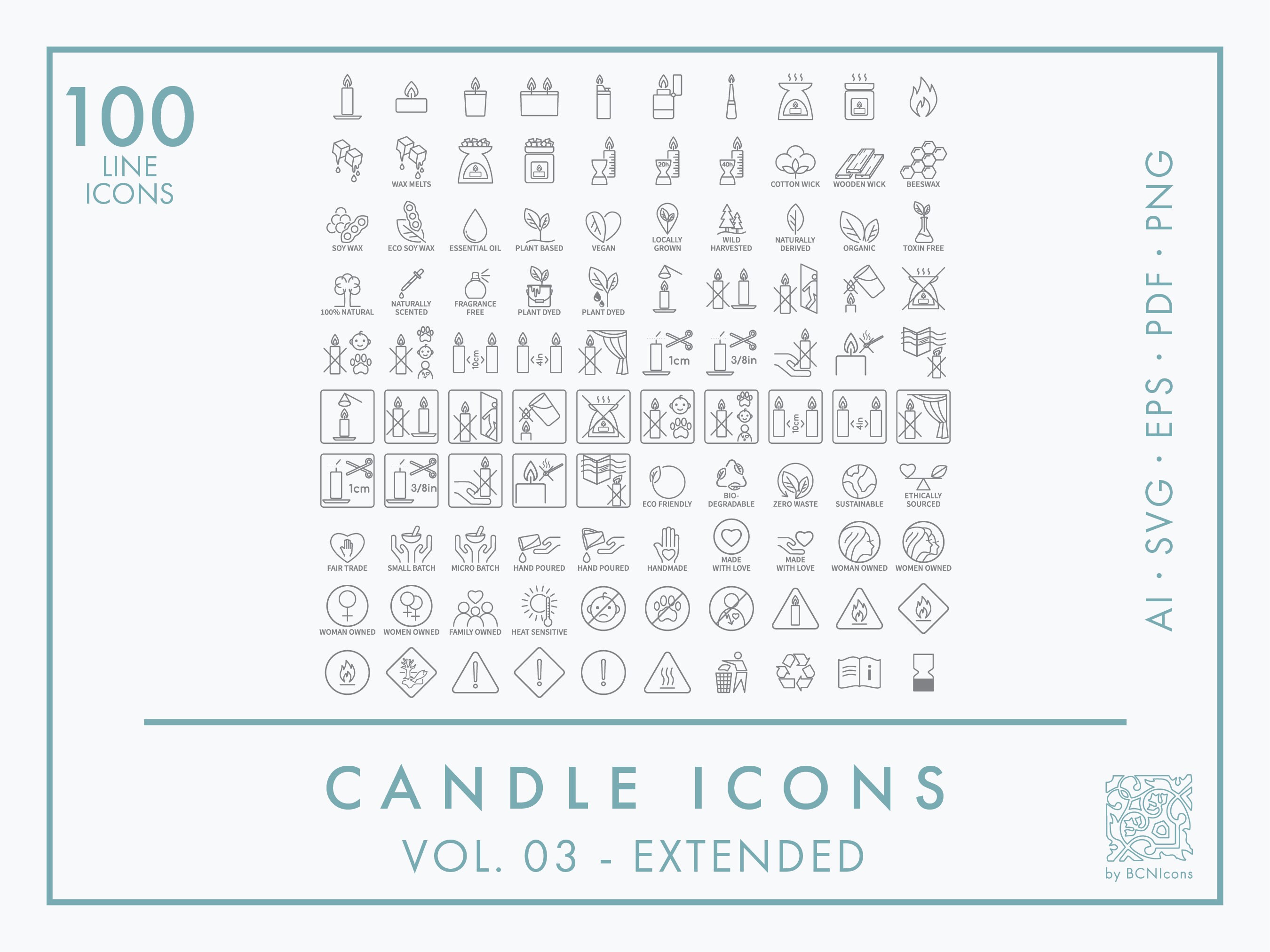 EXTENDED PACK: Candle Making Symbols Line Icons Vol. 03 SVG - Etsy