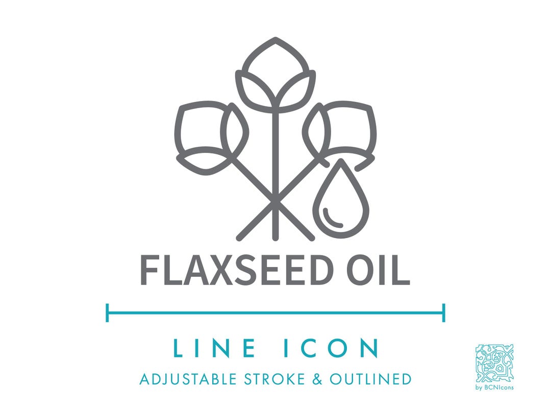 Flaxseed Oil Line Icon SVG, Linseed Plant Oil Natural Food & Cosmetics ...