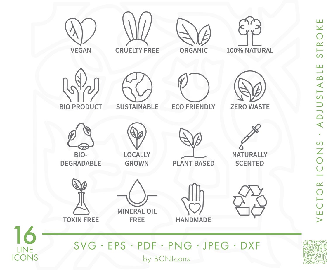 Eco Friendly Line Icons Vol. 01 BASIC PACK Svg Minimalist | Etsy