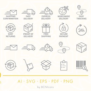 BASIC PACK: Shipping Symbols Vol. 01 Outline Icon Set SVG, Minimalist ...