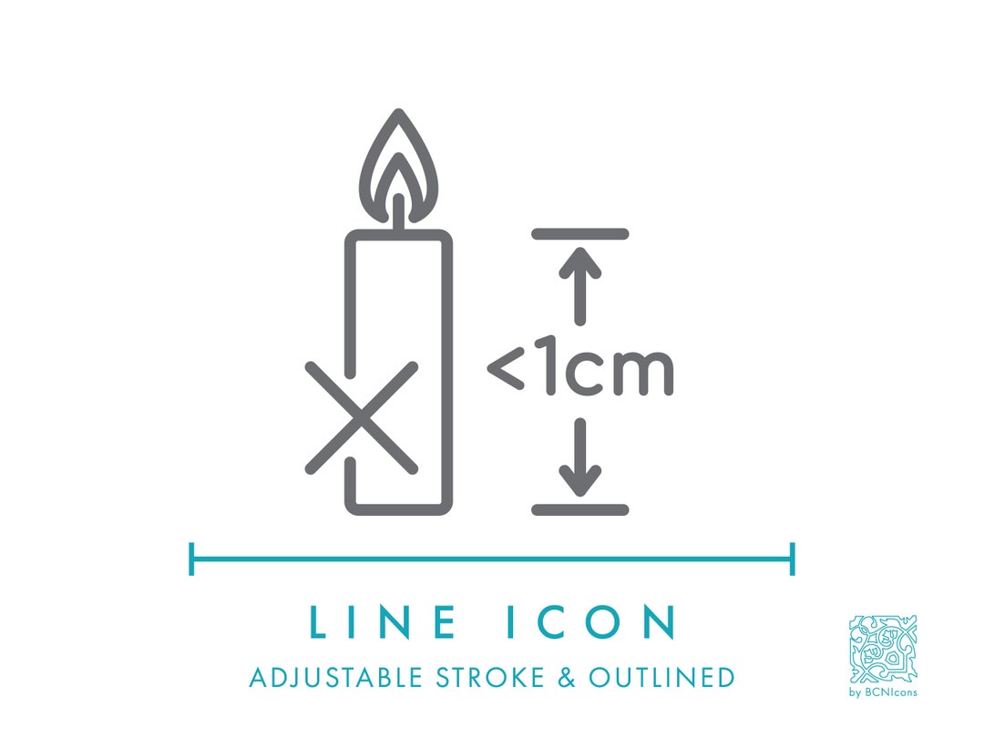 Do Not Burn Lower Than 1cm Candle Safety Line Icon SVG, 1 Cm Burning ...