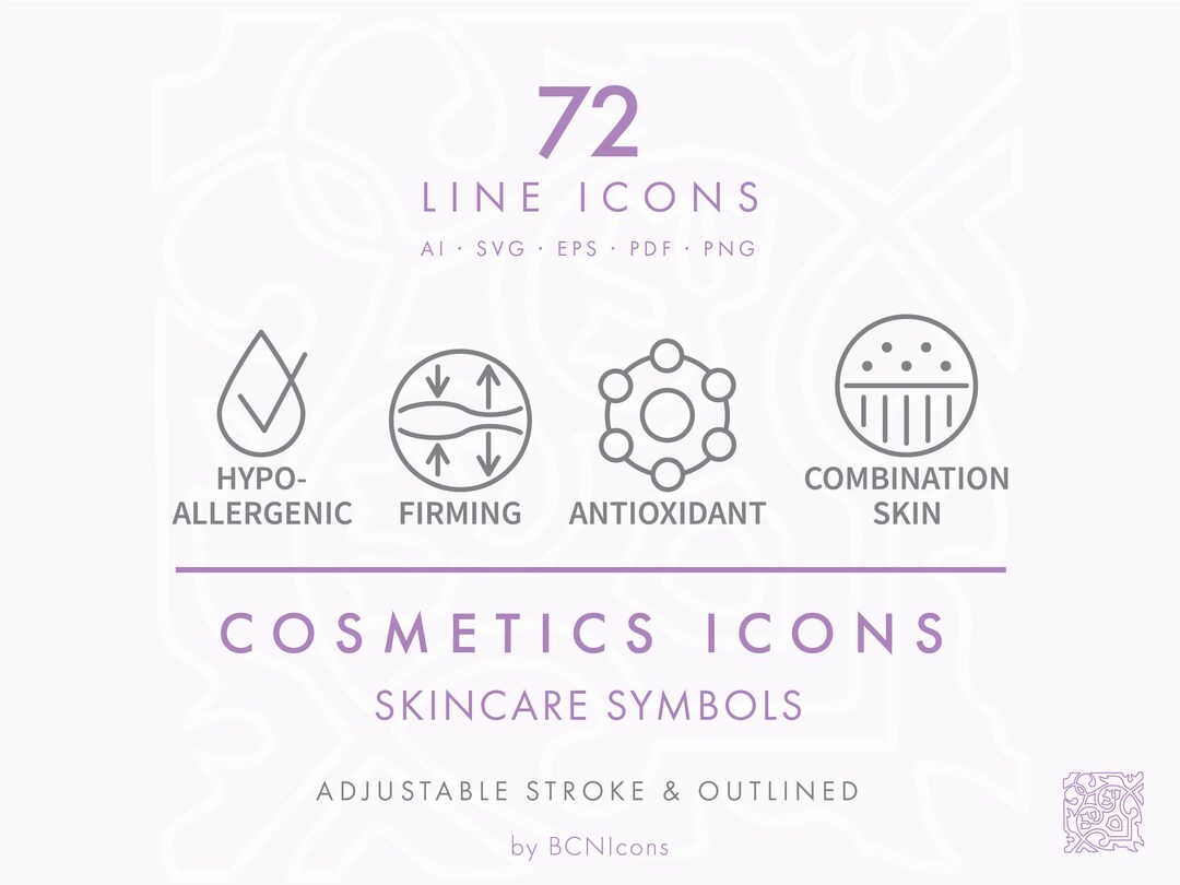 SKINCARE PACK: Beauty Product Line Icons Pack SVG, Minimalist Cosmetics ...