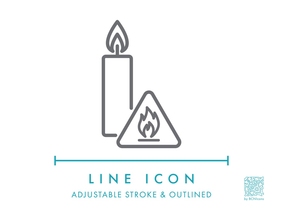 Caution Flammable Candle Safety Line Icon SVG, Fire Hazard Warning ...