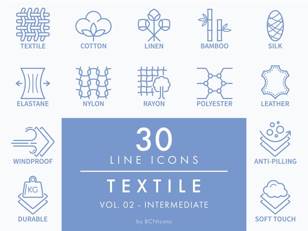 INTERMEDIATE PACK: Textile Symbols Vol. 02 Line Icons SVG, Tailor ...