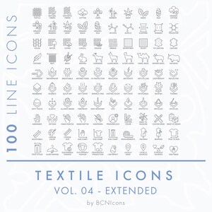 EXTENDED PACK: Textile Symbols Vol. 04 Line Icons SVG, Sewing Clothing ...