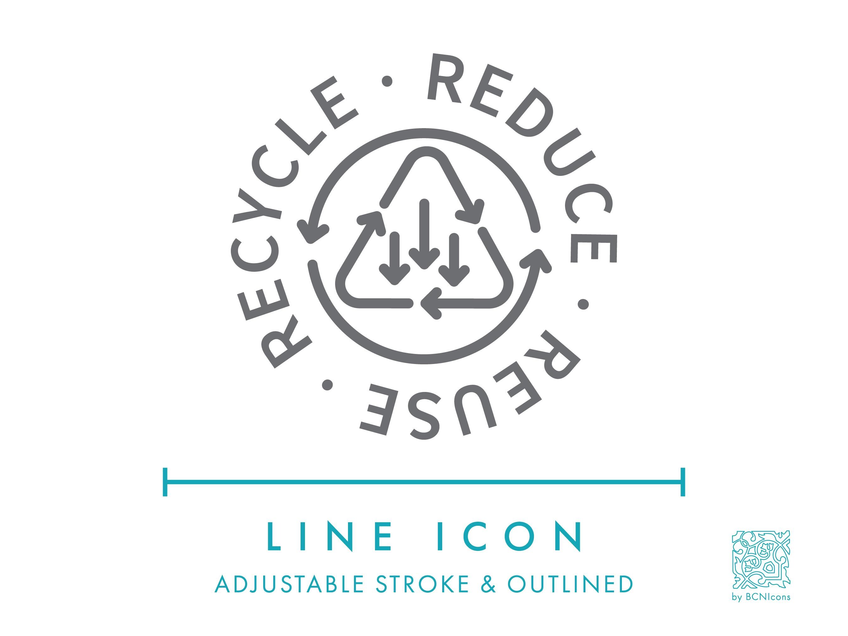 Reduce Reuse Recycle Line Icon SVG, Minimalist Eco Friendly Recycling ...