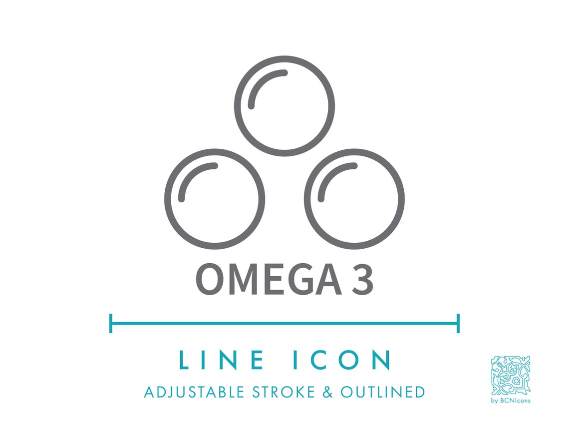 Omega 3 Line Icon SVG, Minimalist Natural Food & Cosmetics Packaging ...