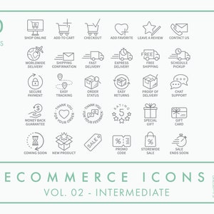 Ecommerce Symbols Vol. 02 Intermediate Icon Pack SVG - Etsy