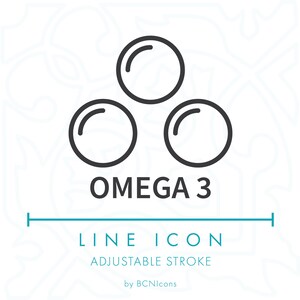Omega 3 Line Icon SVG Minimalist Natural Food & Cosmetics | Etsy