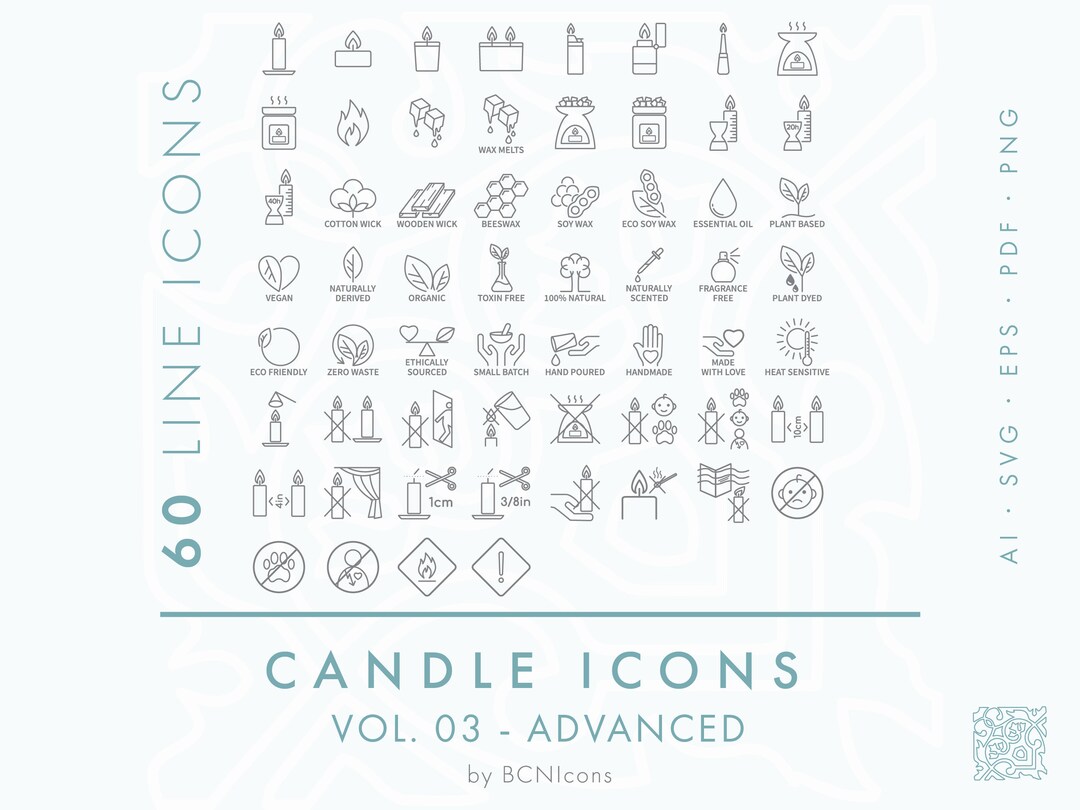 Candle Making Symbols Vol. 03 Advanced Pack Line Icons SVG, Minimalist ...