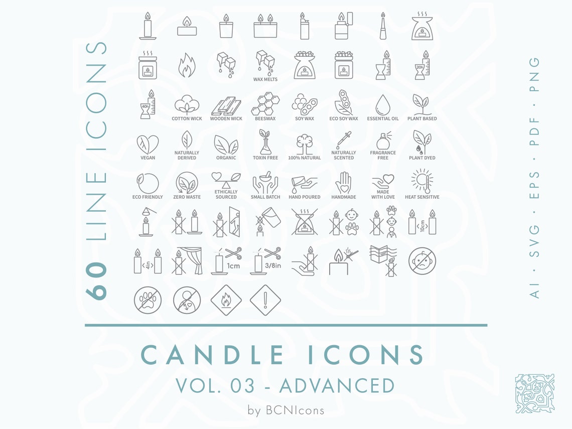 Candle Making Symbols Vol. 03 Advanced Pack Line Icons SVG - Etsy