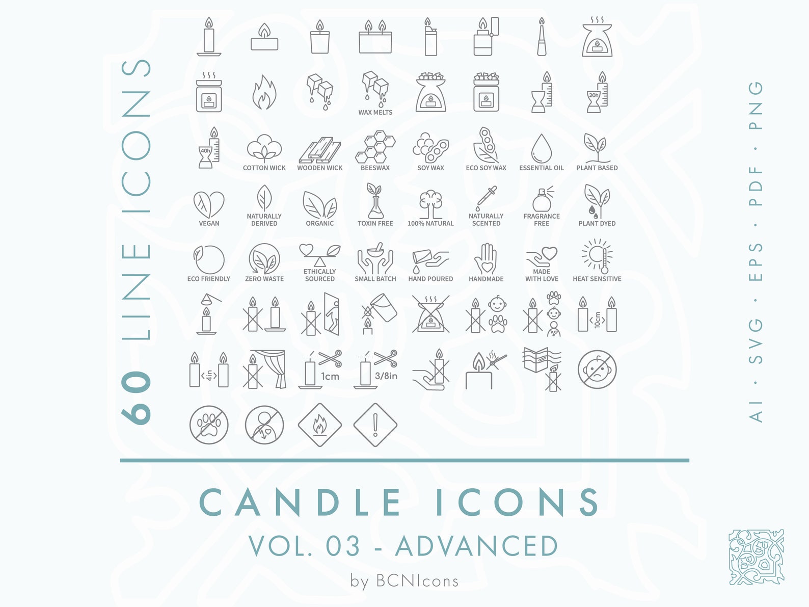 Candle Making Symbols Vol. 03 Advanced Pack Line Icons SVG, Minimalist ...