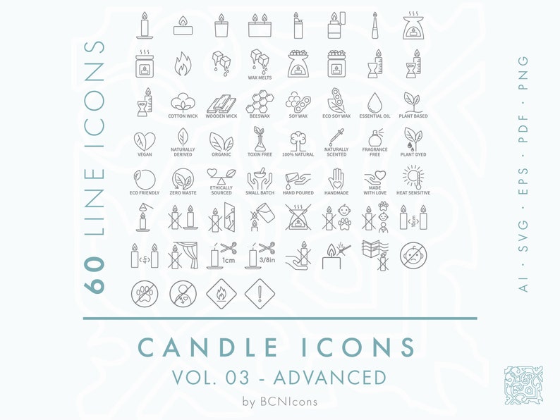 Candle Making Symbols Vol. 03 Advanced Pack Line Icons SVG, Minimalist ...