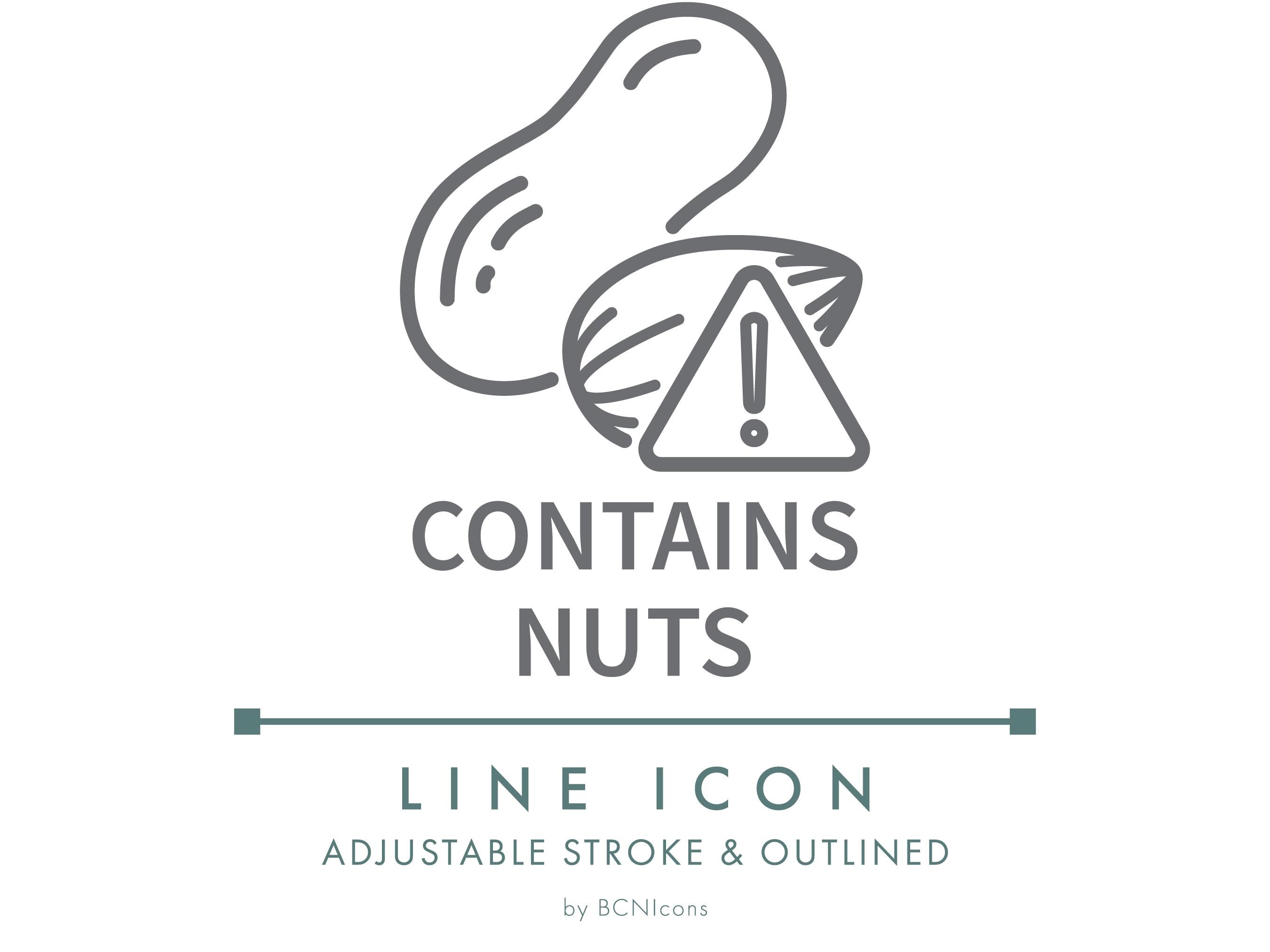 Contains Nuts Line Icon SVG, Minimalist Allergy Warning Food ...