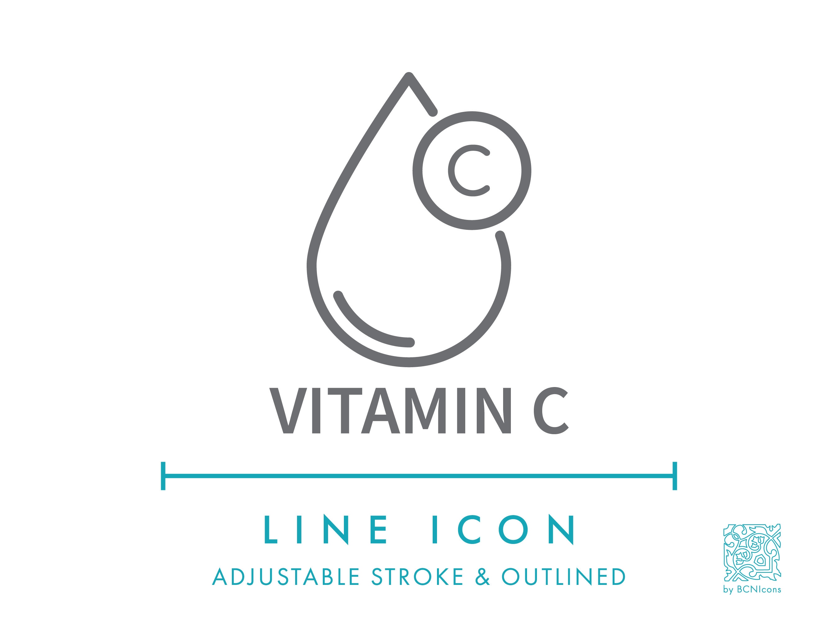 Vitamin C Line Icon SVG, Minimalist Ascorbic Acid Source Antioxidants ...