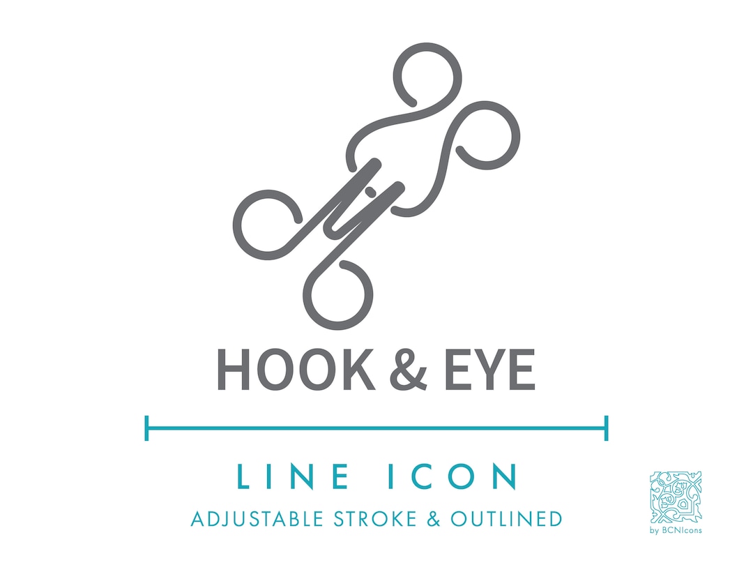 Hook & Eye Closure Sewing Line Icon SVG, Hook Eye Fastening Clothes ...