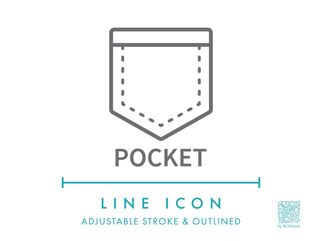 Pocket Sewing Line Icon SVG, Sew on Pocket Clothing Details Textile ...