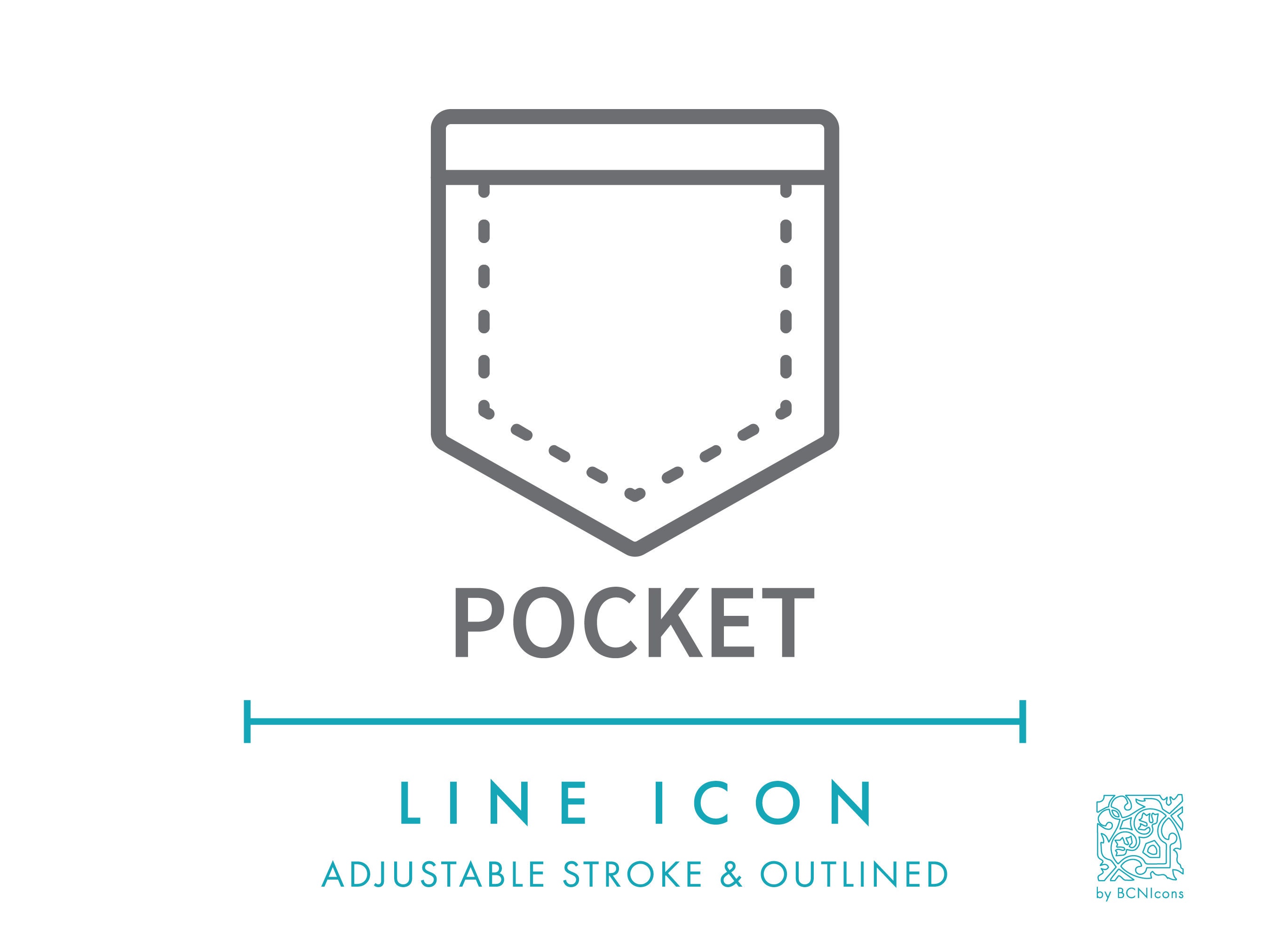 Pocket Sewing Line Icon SVG, Sew on Pocket Clothing Details Textile ...
