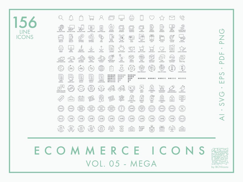 Ecommerce Symbols Vol. 05 Mega Icon Pack SVG Minimalist - Etsy