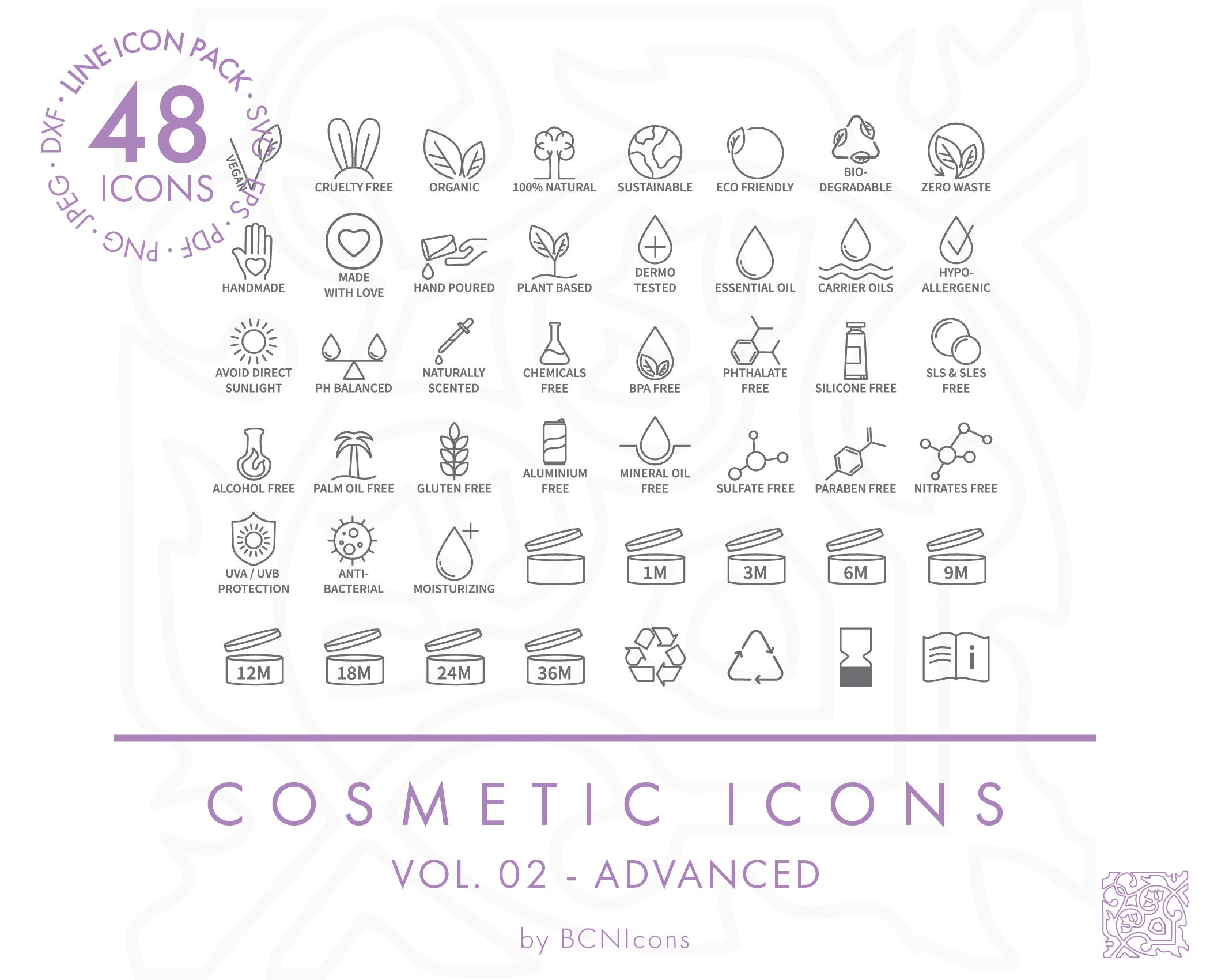 Cosmetics Packaging Symbols Vol. 02 Advanced Line Icons Pack | Etsy
