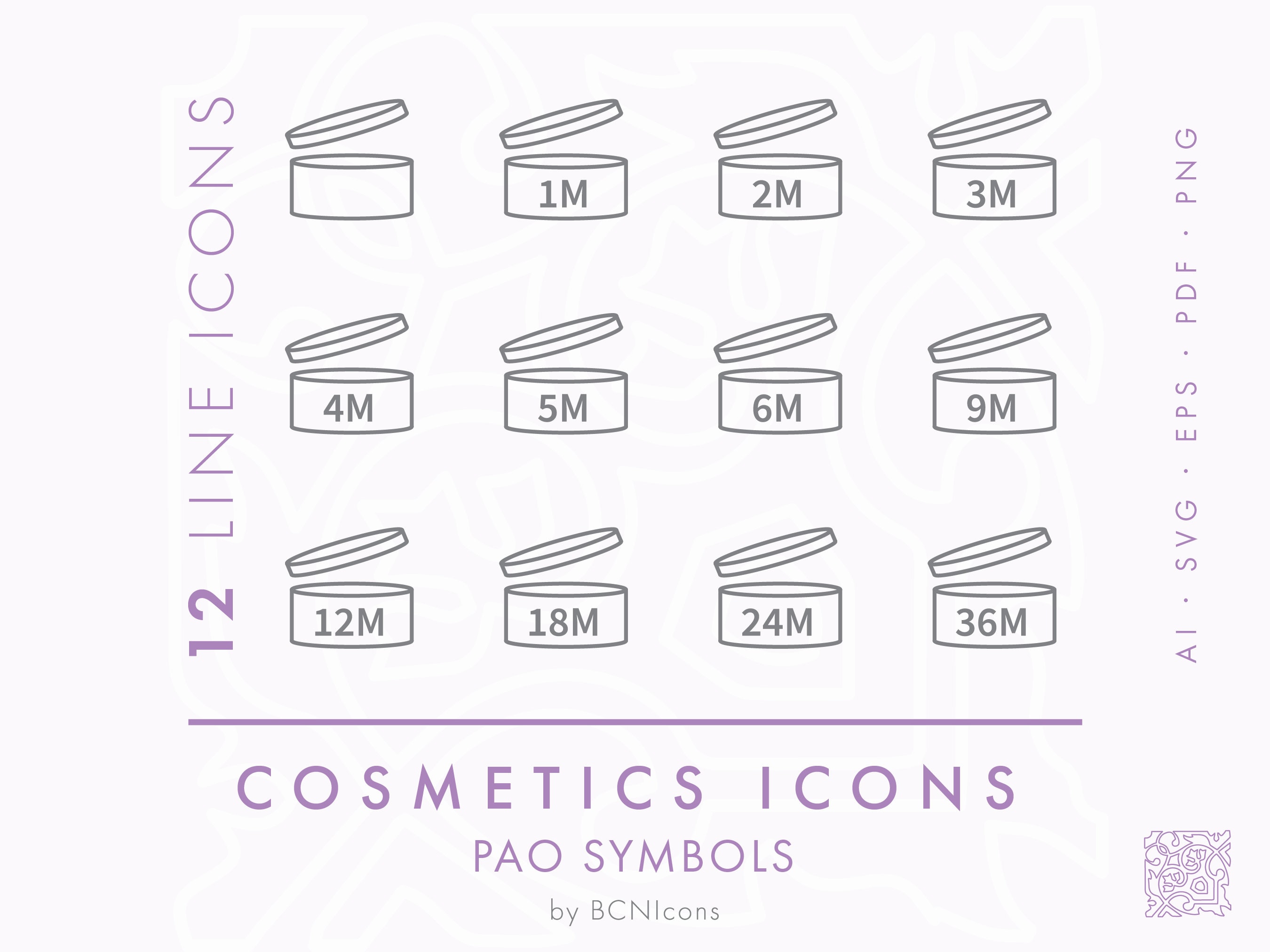 PAO Symbol Line Icons Pack SVG, Minimalist Packaging Icon Bundle PNG ...
