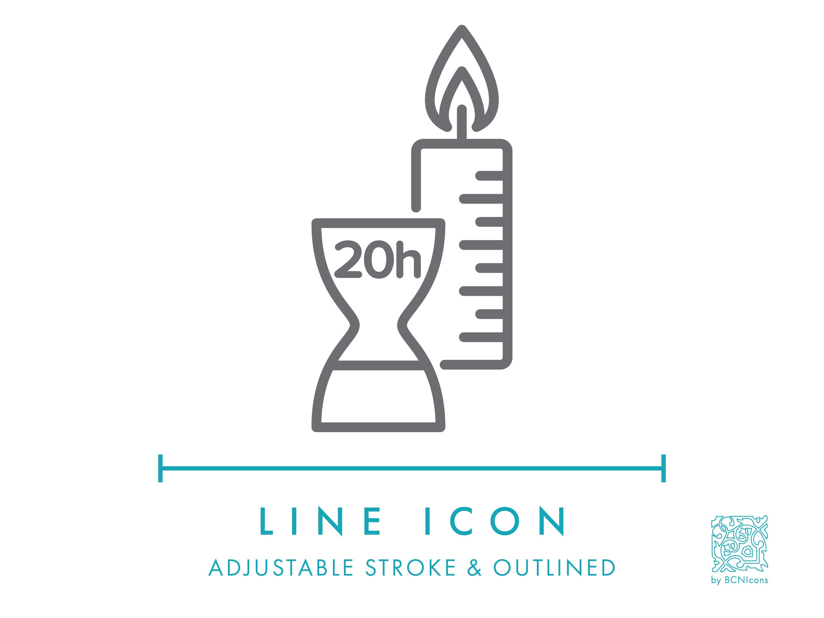 Burn Time 20h Candle Line Icon SVG, Minimalist Candle Label Packaging ...