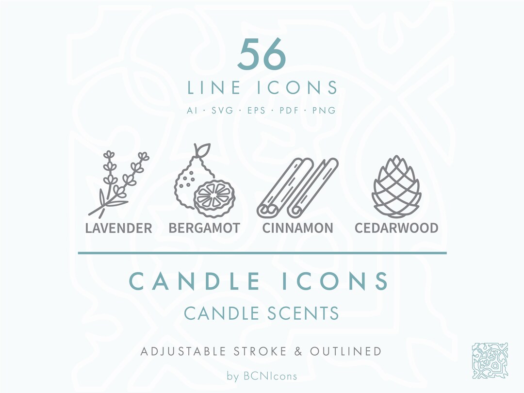CANDLE SCENTS Candle Making Symbols Line Icons SVG, Candle Fragrance ...