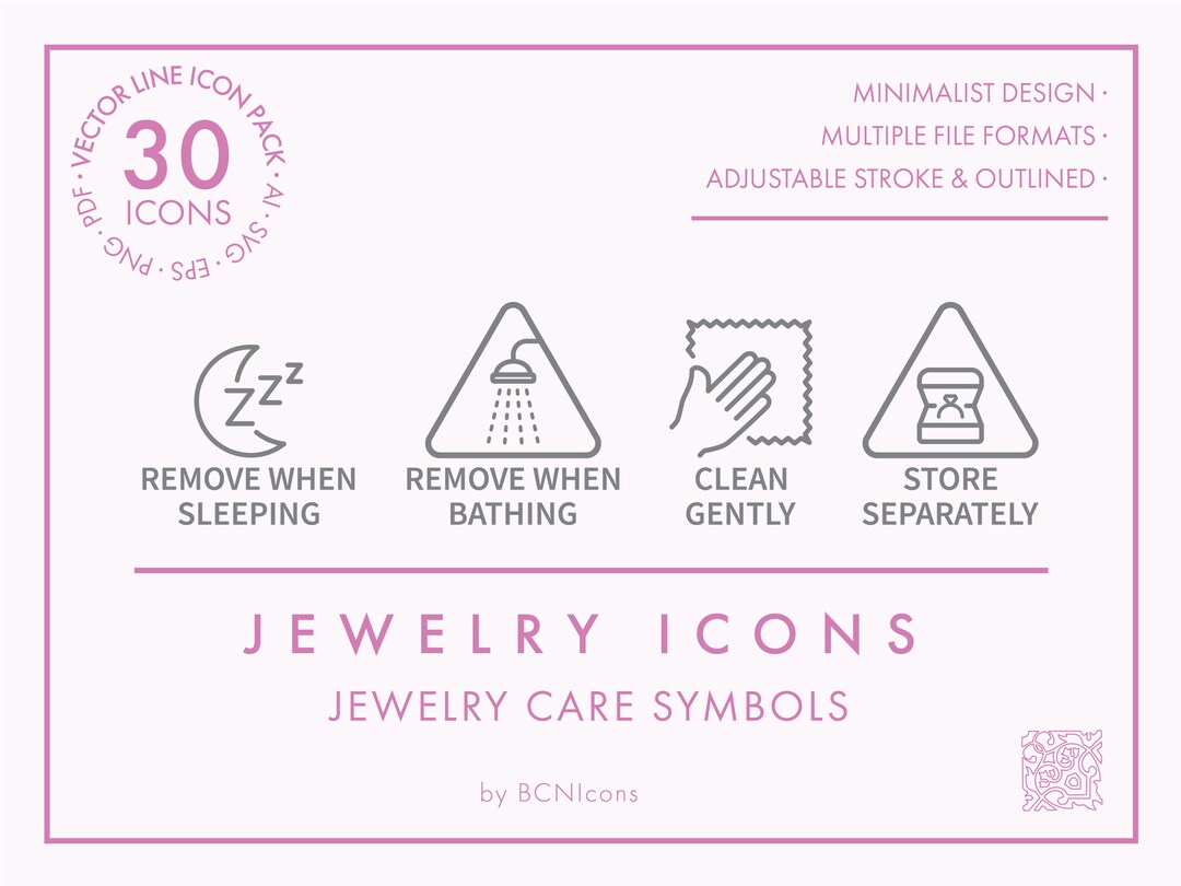 JEWELRY CARE Symbols Line Icons Pack Svg Minimalist Jewellery - Etsy