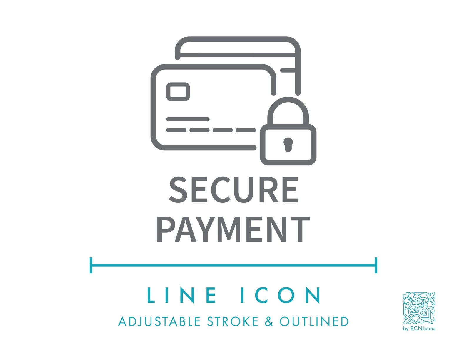 Secure Payment Ecommerce Line Icon SVG Minimalist Credit Card - Etsy