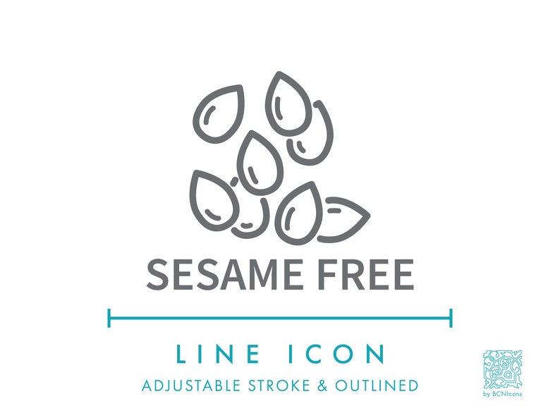 Sesame Free Line Icon SVG, Minimalist Food Allergens Sesame Seeds Free ...