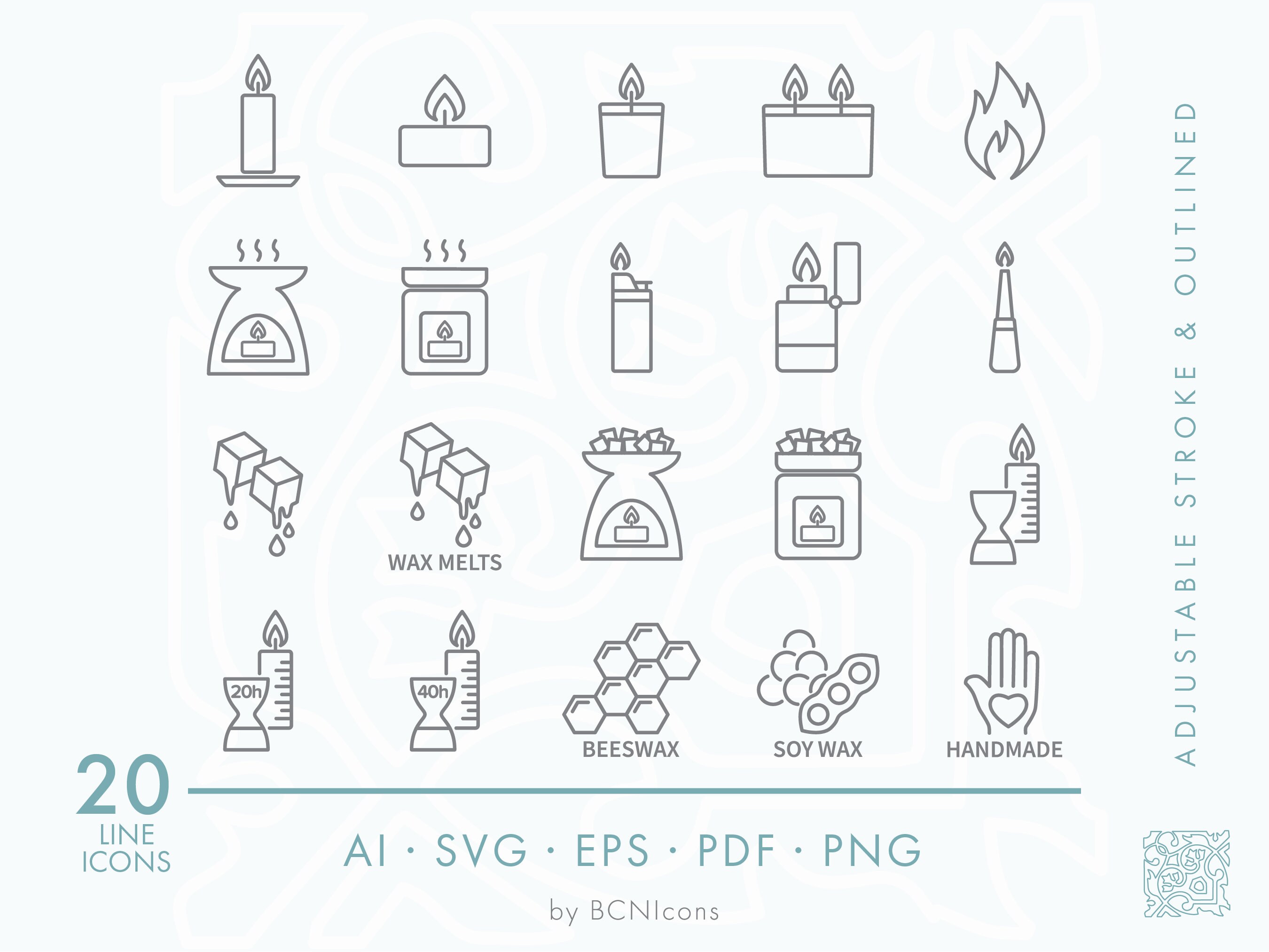 CANDLE PACK: Candle Shape Outline Icon Set SVG, Minimalist Candle Types ...