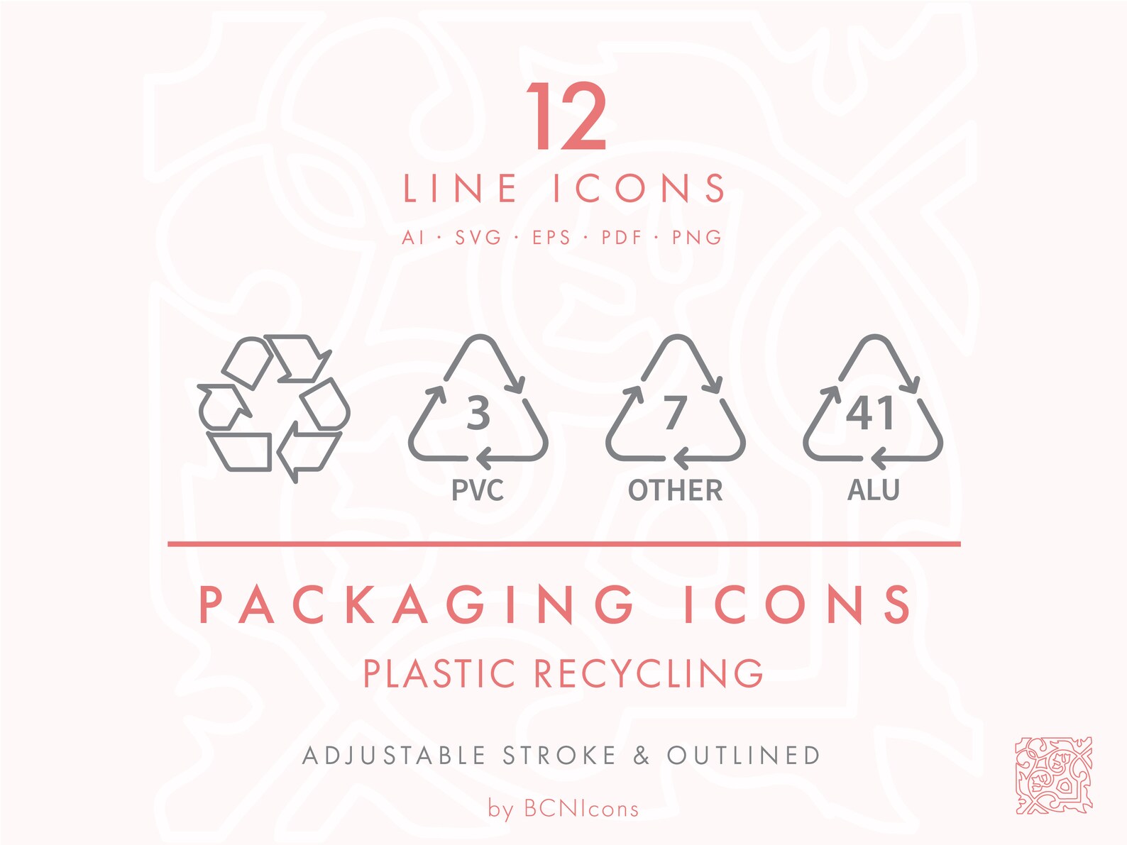 PLASTIC RECYCLING Line Icons Pack Svg, Minimalist Packaging Icon Bundle ...