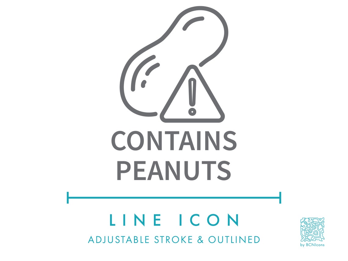 Contains Peanuts Line Icon SVG, Minimalist Allergen Warning Food ...
