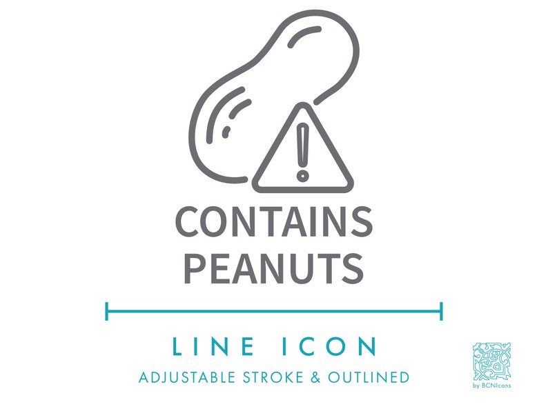Contains Peanuts Line Icon SVG, Minimalist Allergen Warning Food ...