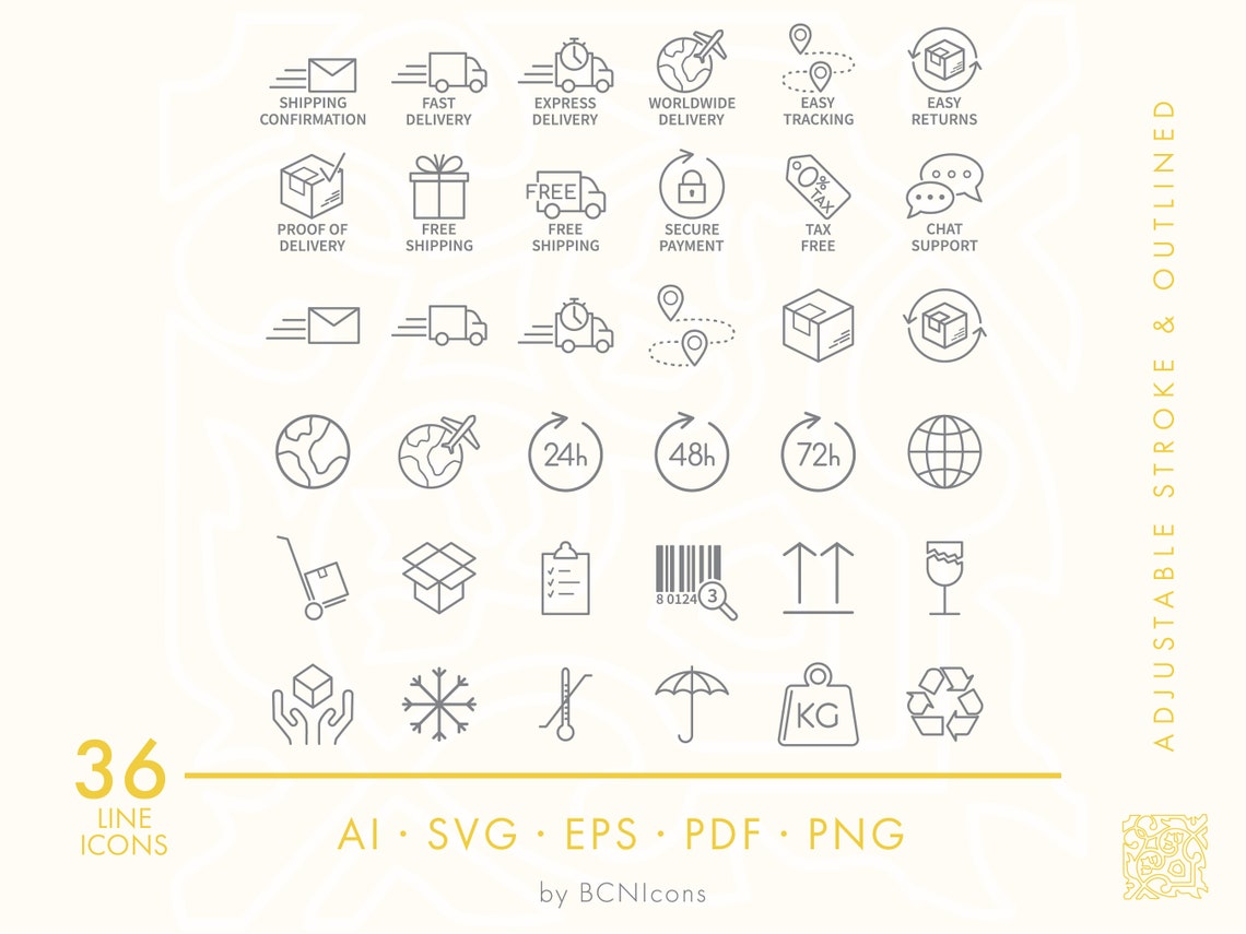 INTERMEDIATE PACK: Shipping Symbols Vol. 02 Outline Icon Set ...
