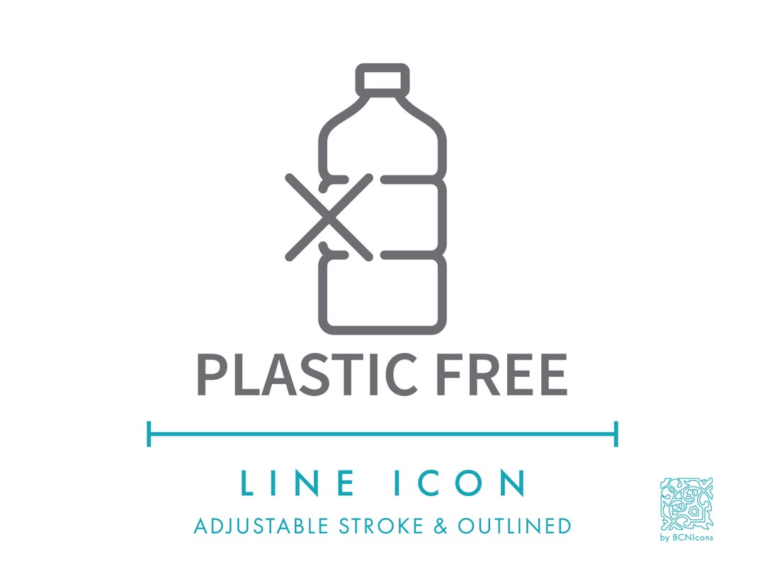 Plastic Free Symbol Line Icon SVG, Minimalist Eco Friendly Natural ...