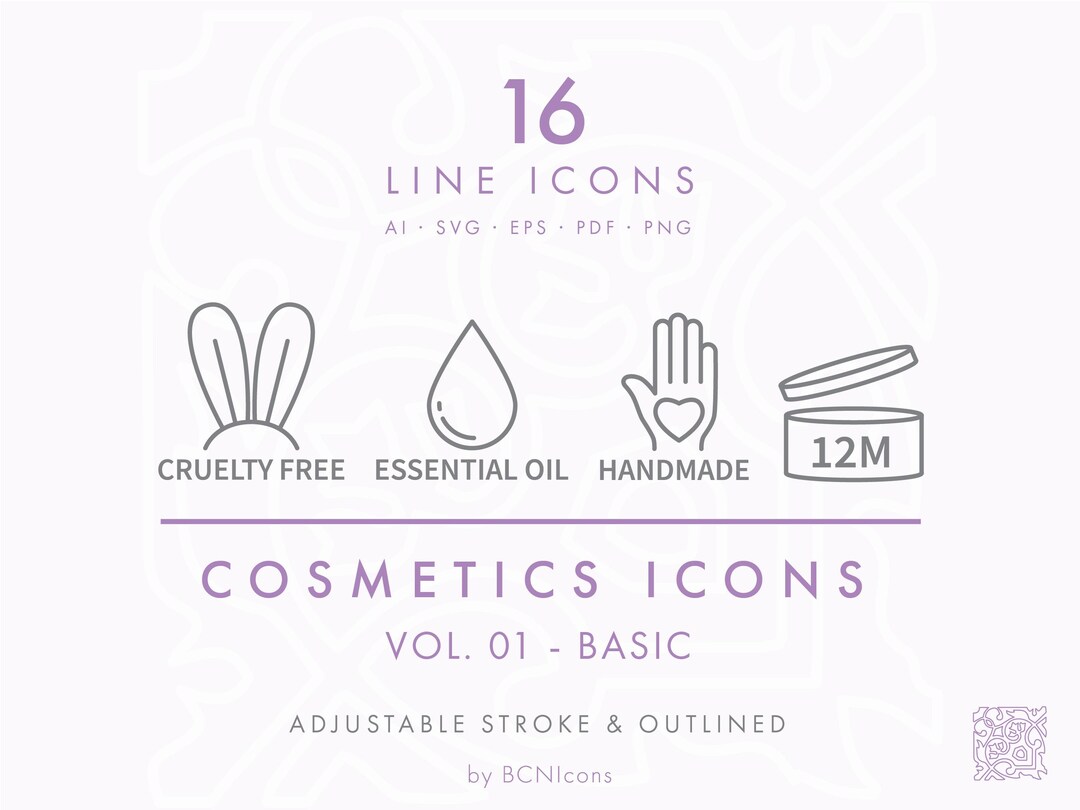 BASIC PACK: Cosmetics Packaging Symbols Vol. 01 Line Icon Vector SVG ...