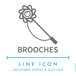 Brooches Jewelry Line Icon SVG, Minimalist Pin Brooch Jewellery Type ...