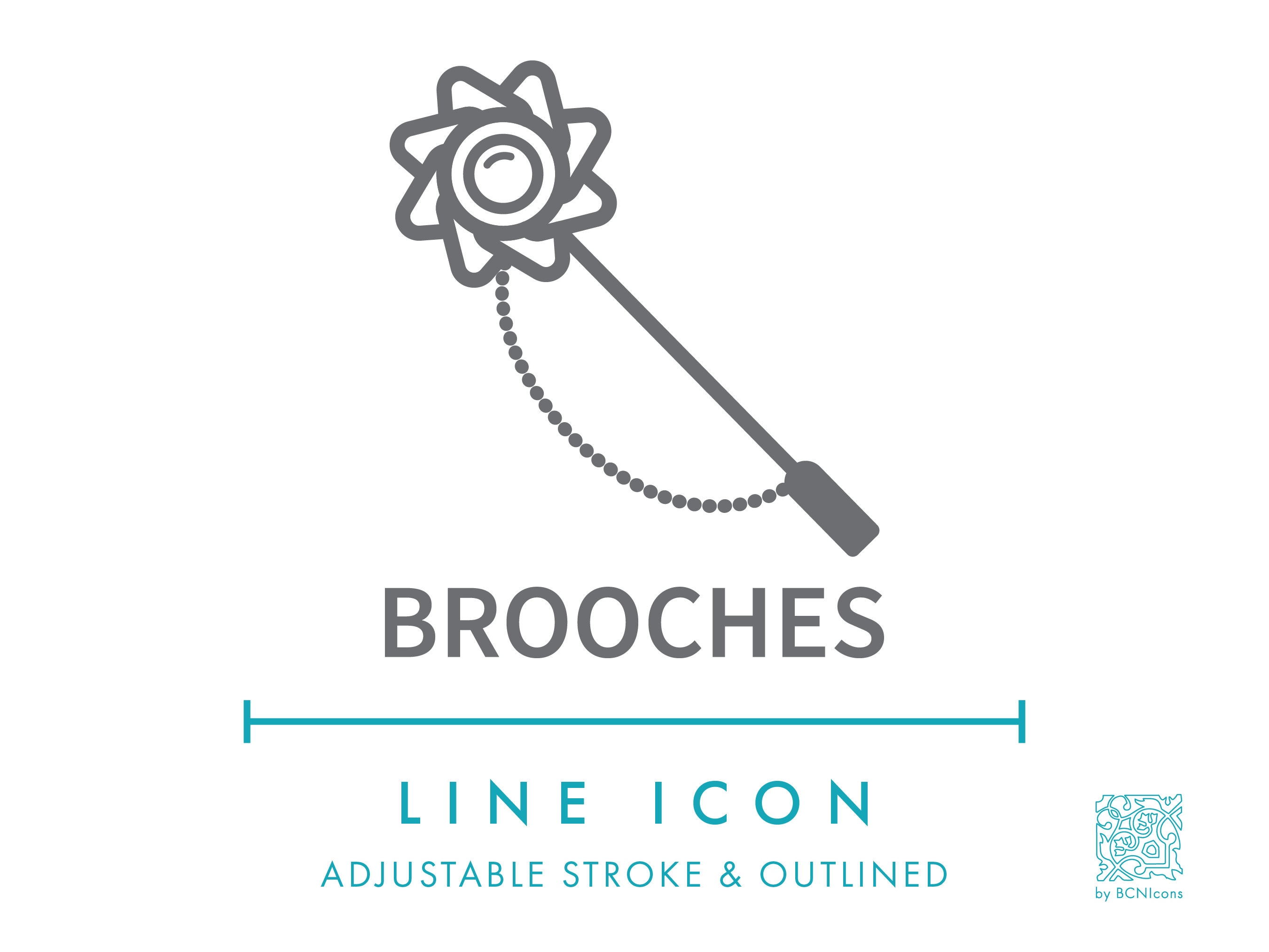 Brooches Jewelry Line Icon SVG, Minimalist Pin Brooch Jewellery Type ...