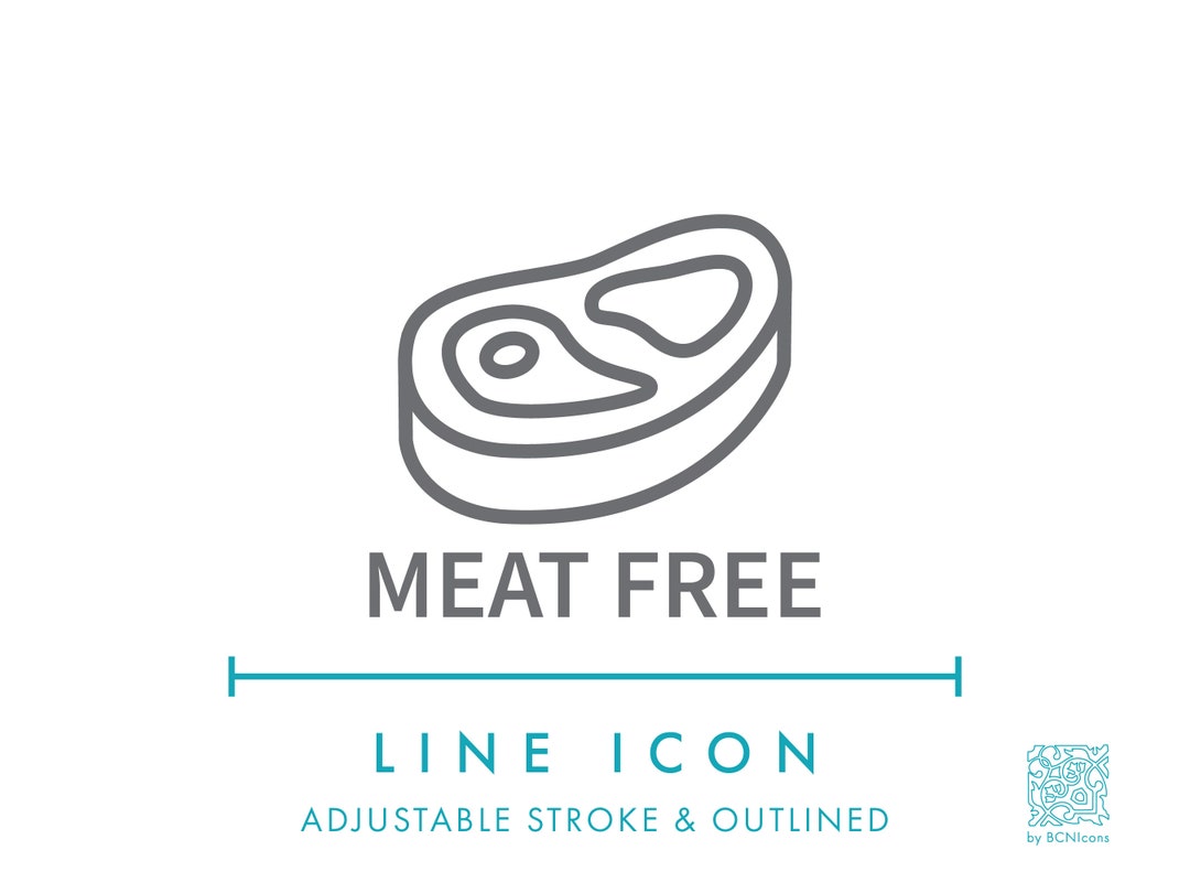Meat Free Line Icon SVG, Minimalist Vegetarian Food Allergens Free ...