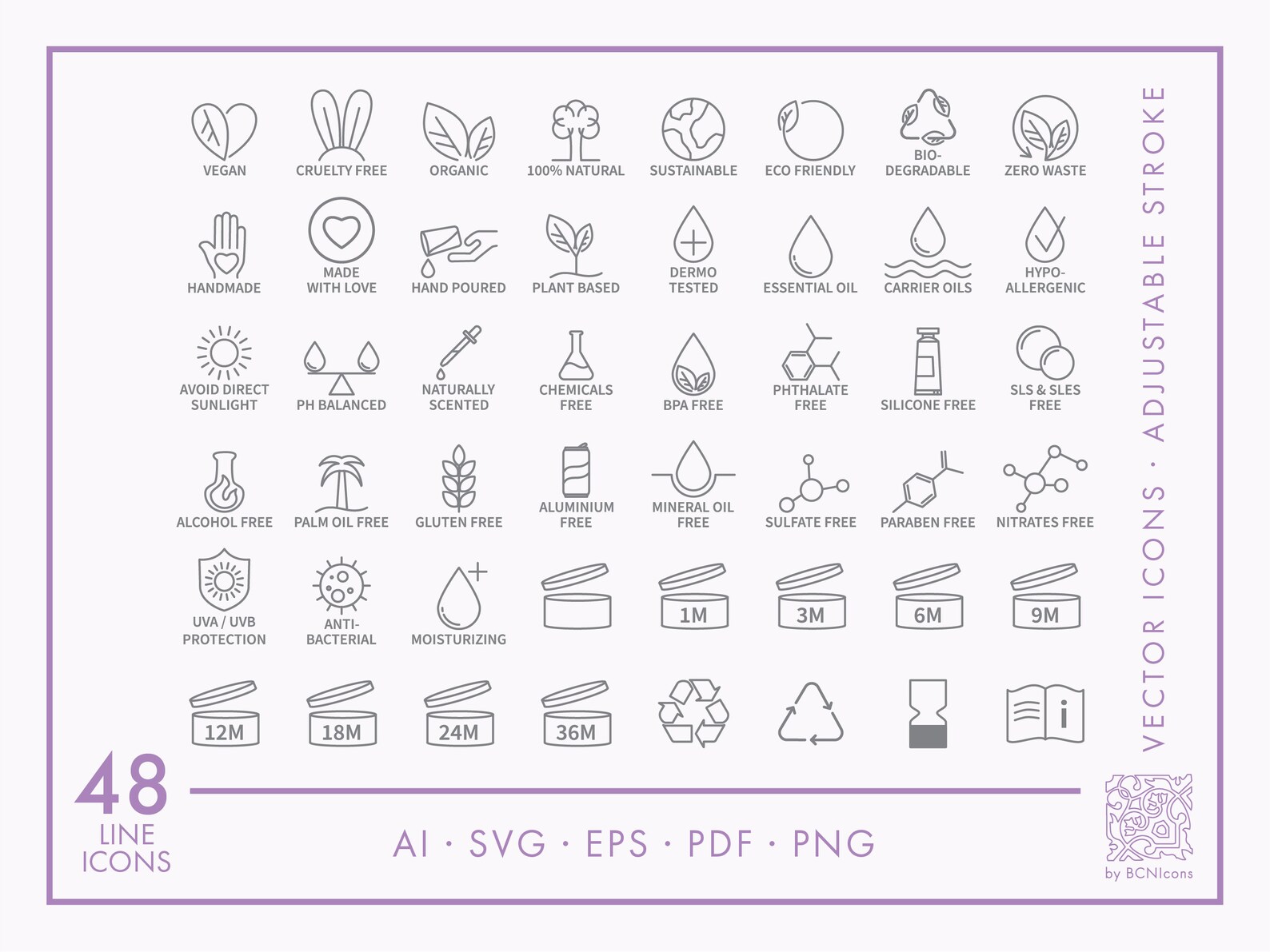 Cosmetics Packaging Symbols Vol. 02 Advanced Line Icons Pack - Etsy