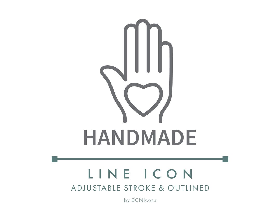 Handmade Line Icon SVG, Minimalist Small Business Packaging Logo PNG ...