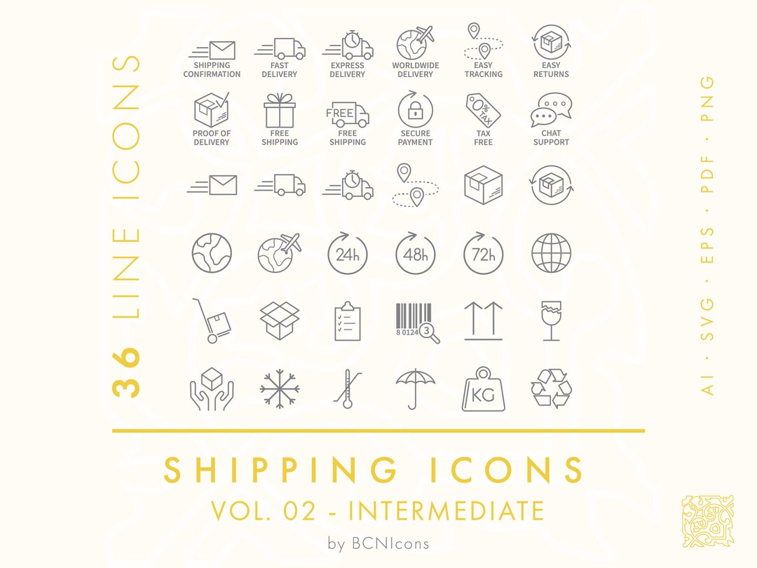 Shipping Symbols Vol. 02 Intermediate Outline Icon Set SVG, Minimalist ...