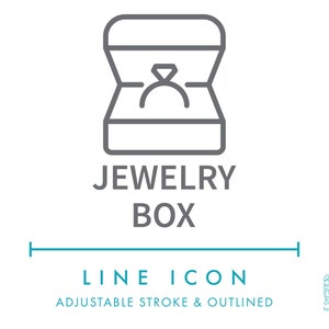 Jewelry Box Line Icon SVG, Minimalist Ring Storage Box Jewellery Care ...
