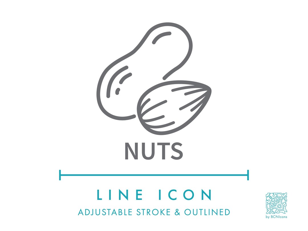 Nuts Line Icon SVG, Minimalist Nuts Ingredient Food & Cosmetics Clip ...